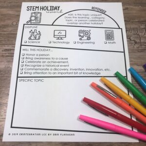 STEM Holidays Calendar & Create Your Own Holiday Activity - Erintegration
