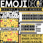 Editable Binder Covers and Spines for Students: Emoji Theme - Erintegration