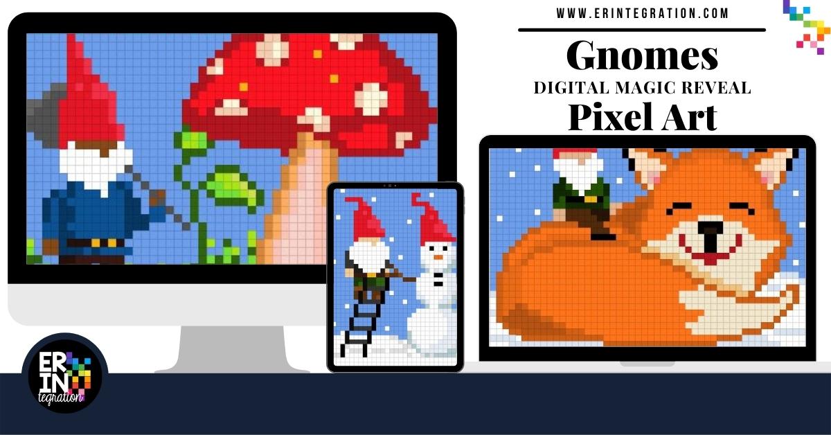 Gnomes Digital Pixel Art Magic Reveal MULTIPLICATION - Erintegration