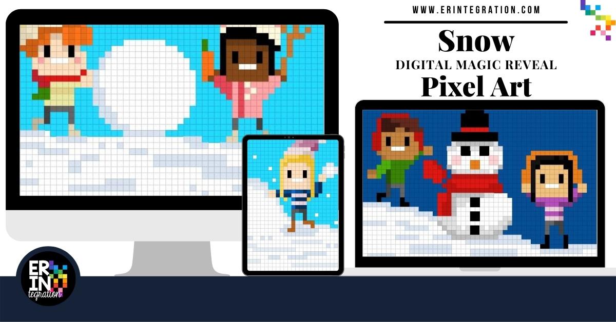 Snow Digital Pixel Art Magic Reveal MULTIPLICATION - Erintegration