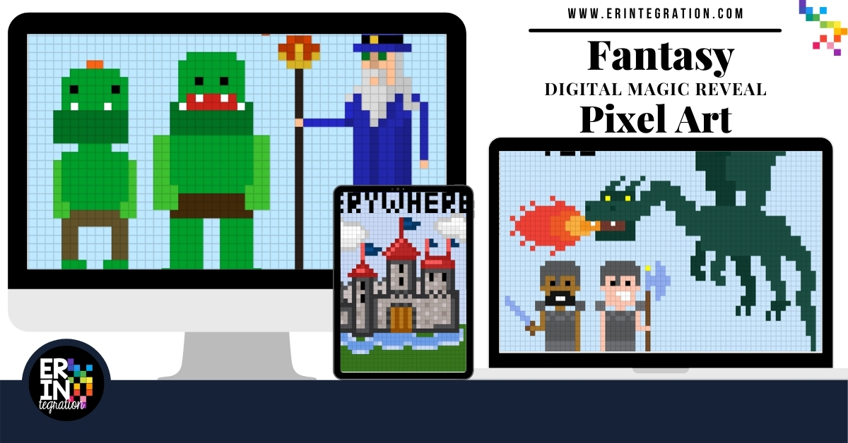 Fantasy / Unicorns Digital Pixel Art Magic Reveal MULTIPLICATION ...