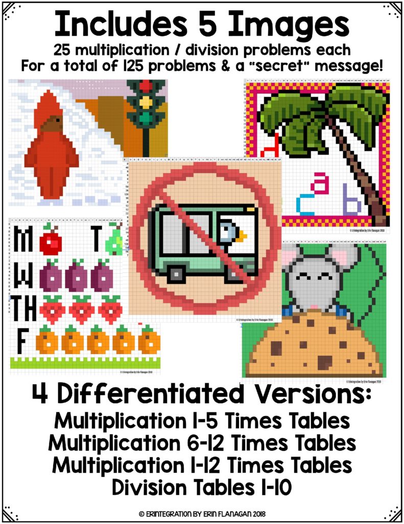 Guess the Picture Book Digital Pixel Art Magic Reveal MULTIPLICATION ...