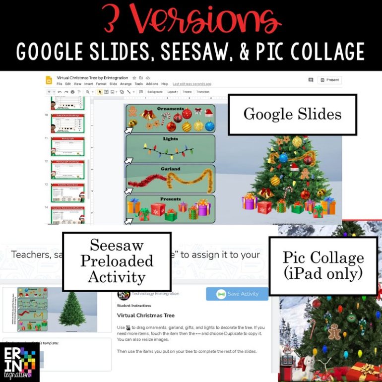 Digital Christmas Tree Activities on Google Slides & Seesaw - Erintegration