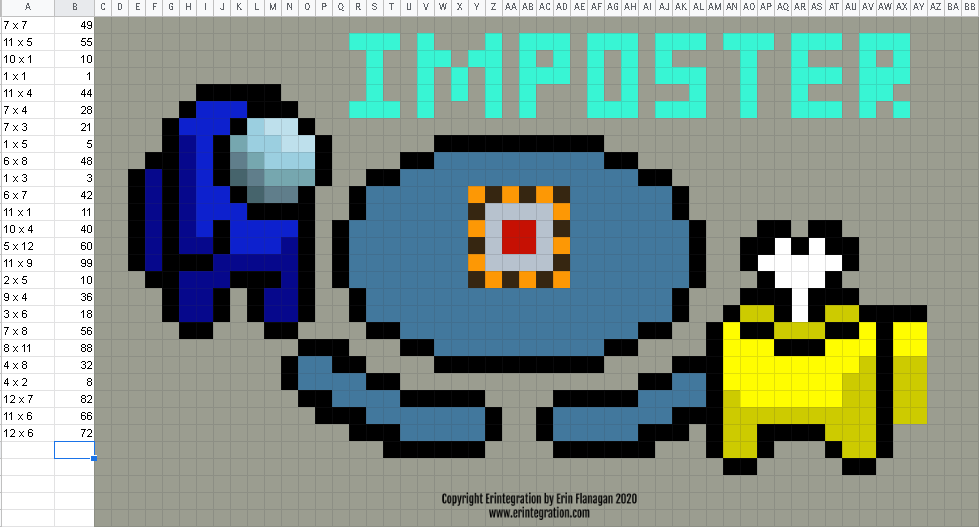 Google Sheets Digital Pixel Art Reveal - Erintegration