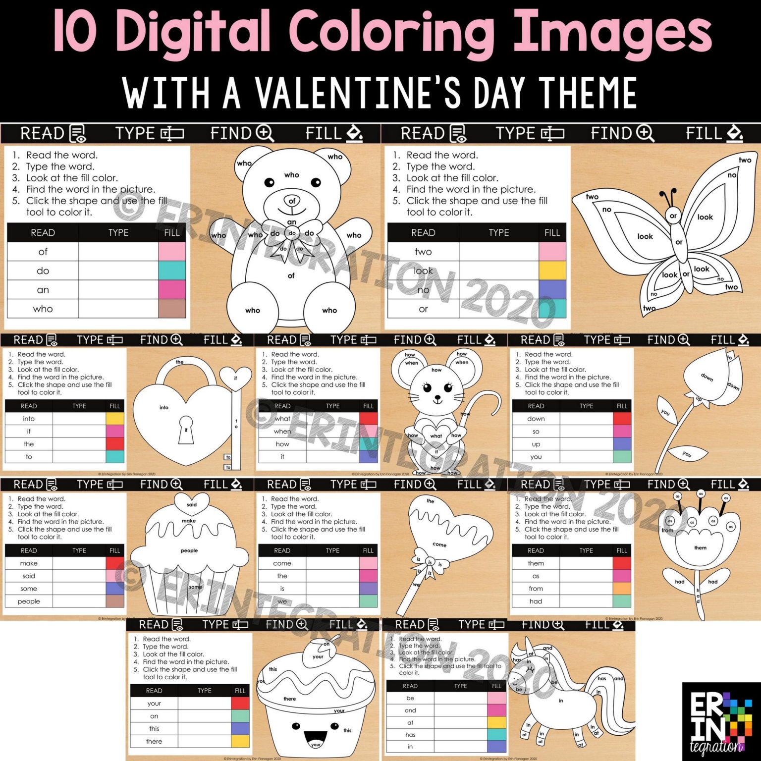 Digital Color by Sight Word | Valentine's Day | Editable | Google ...