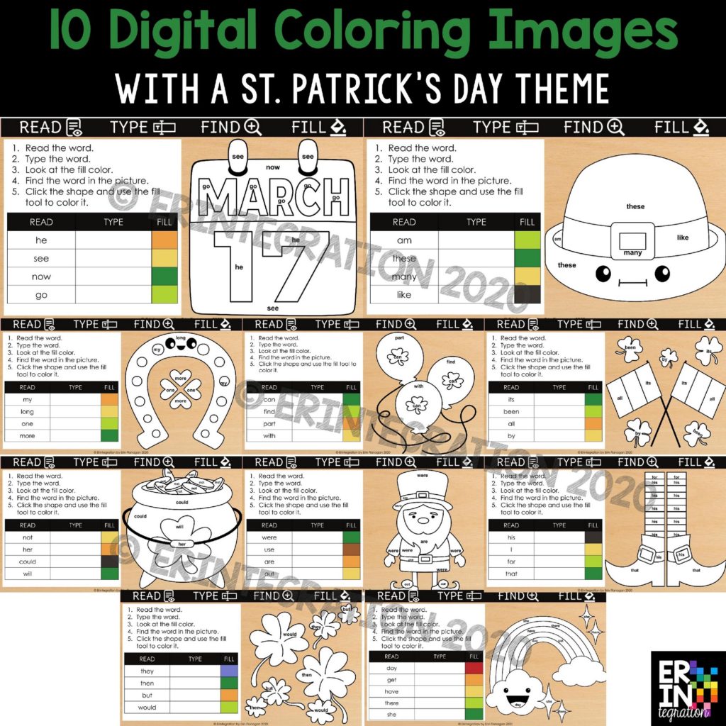 Digital Color by Sight Word | St. Patrick's Day | Editable | Google ...