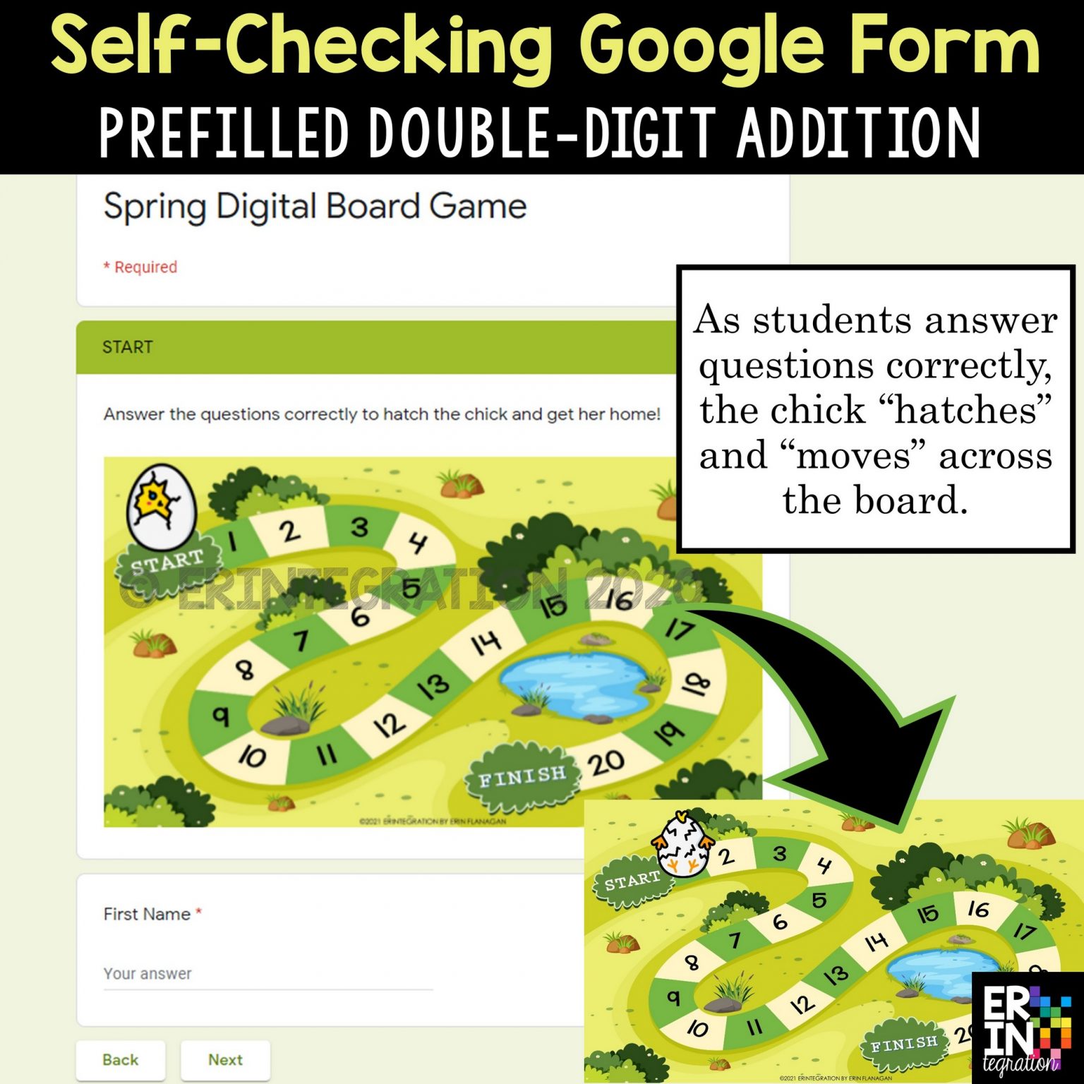 Digital Board Game | 2-Digit Addition | Self-Checking | Editable ...
