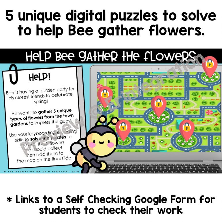Spring Digital Escape Room Keyboarding & Coding (Includes Unplugged Version) - Erintegration