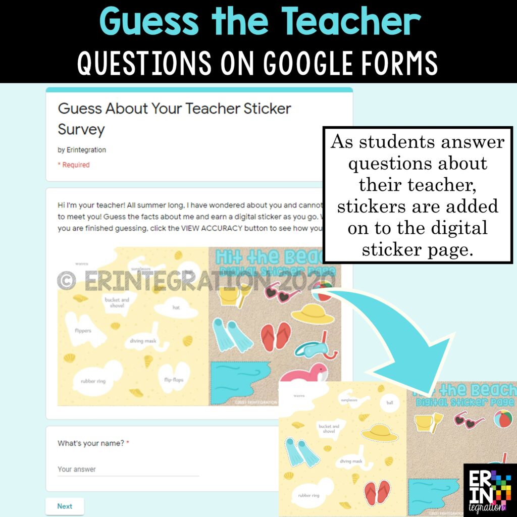 Guess About Your Teacher | Digital Sticker Survey | Editable | Google ...