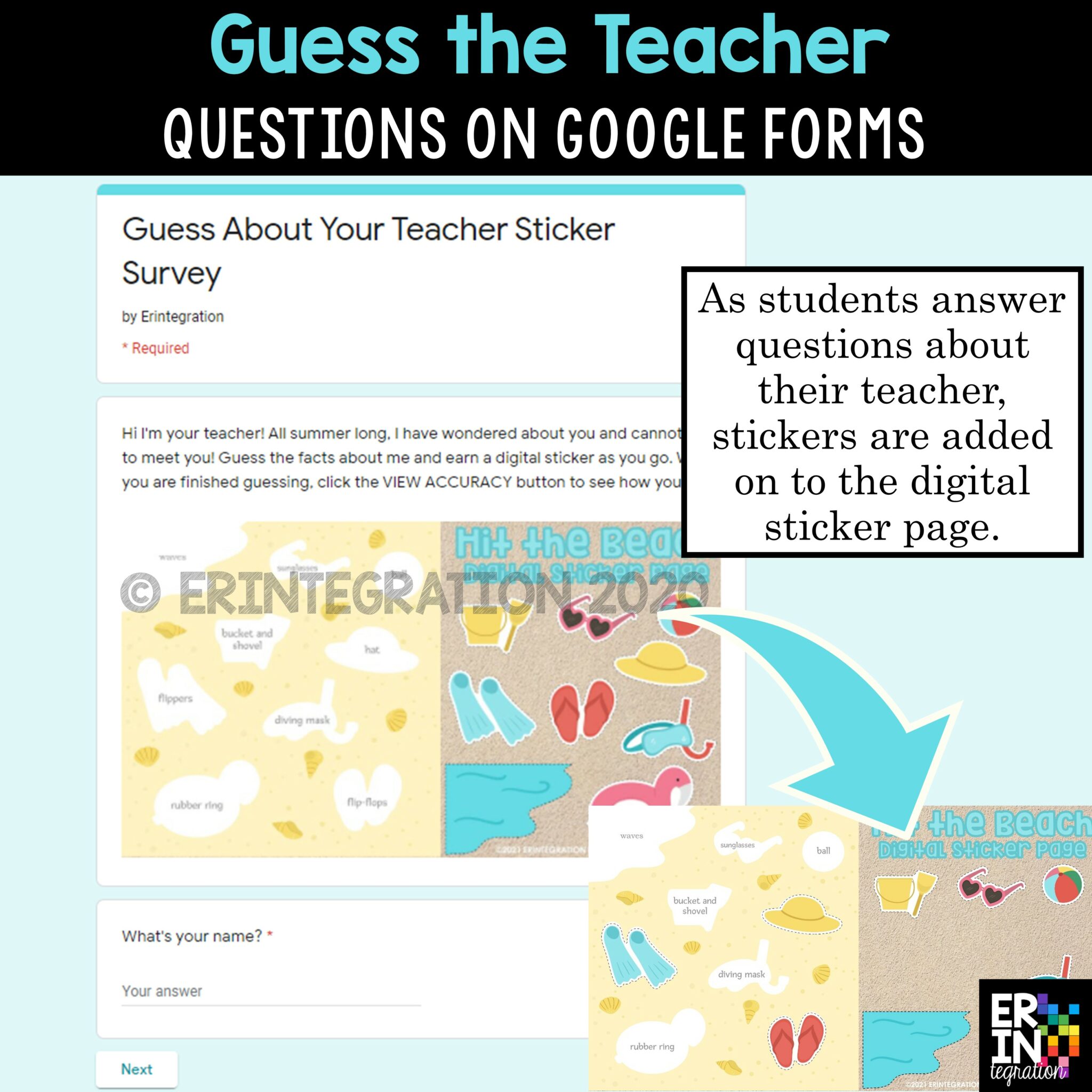 Guess About Your Teacher | Digital Sticker Survey | Editable | Google ...