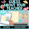Guess About Your Teacher | Digital Sticker Survey | Editable | Google ...