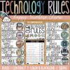 Boho Rainbow Technology Rules Posters | Bulletin Board | Color ...