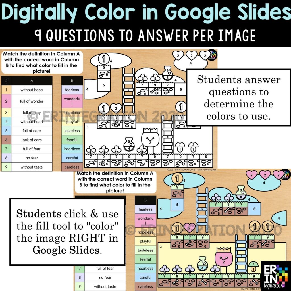 Digital Color by Number | April | Editable | Google Slides - Erintegration