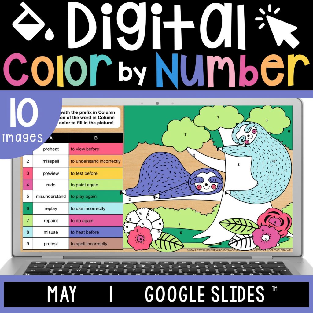 Digital Color by Number | May | Editable | Google Slides - Erintegration