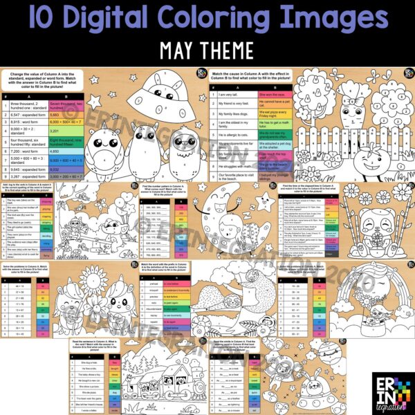 Digital Color by Number | May | Editable | Google Slides - Erintegration