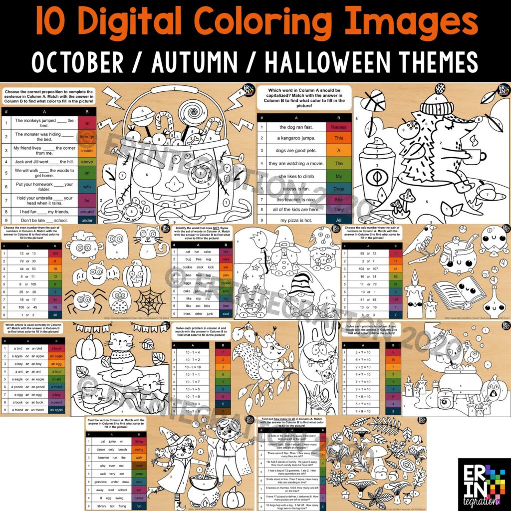 Digital Color by Number | October | Halloween | Editable | Google ...