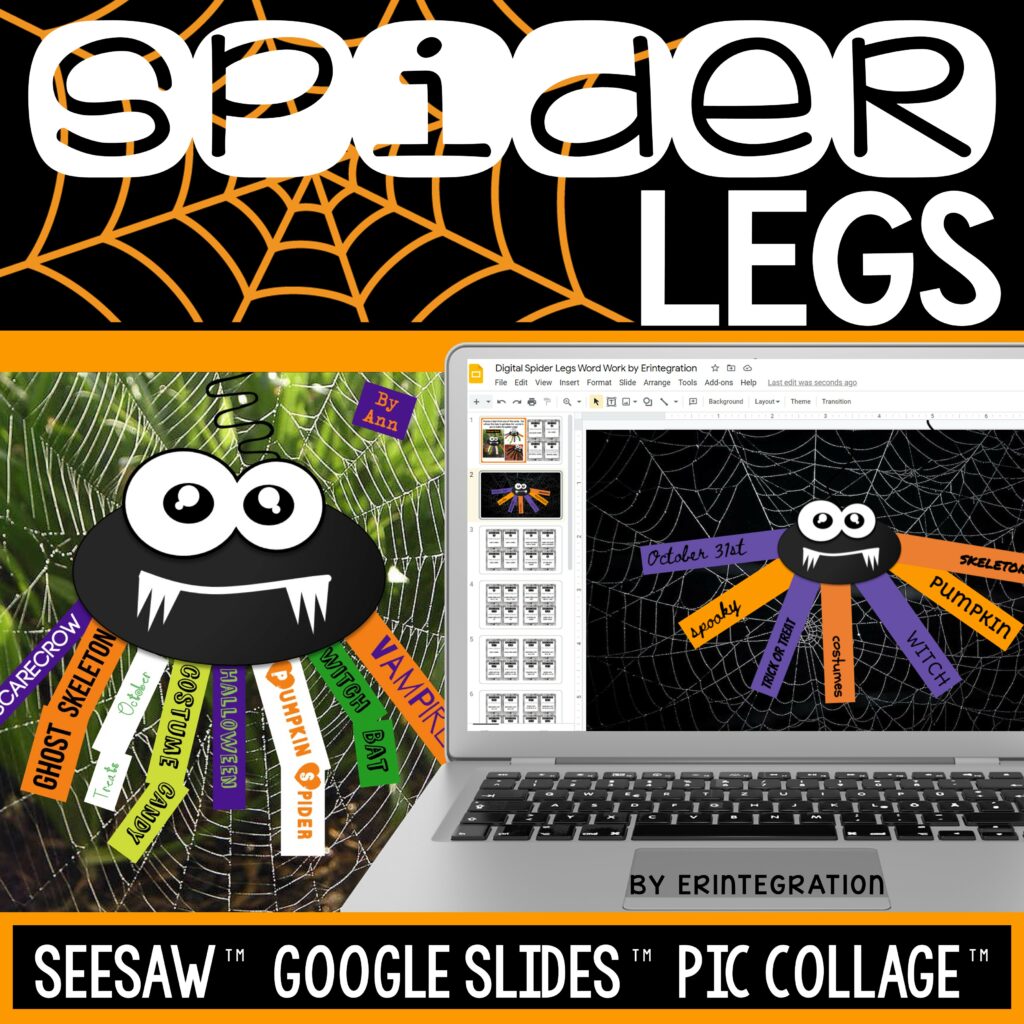 Digital Halloween Spider Legs Word Study for Seesaw & Google Slides ...