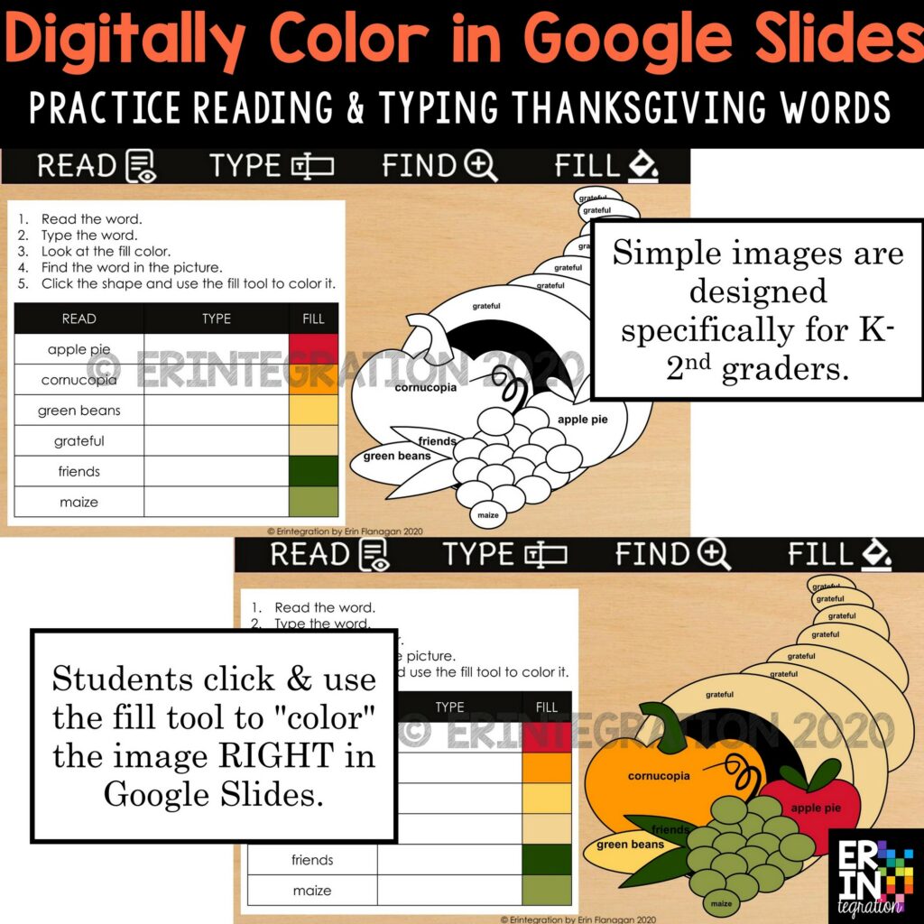 Digital Color by Sight Word | Thanksgiving Words | Editable | Google ...
