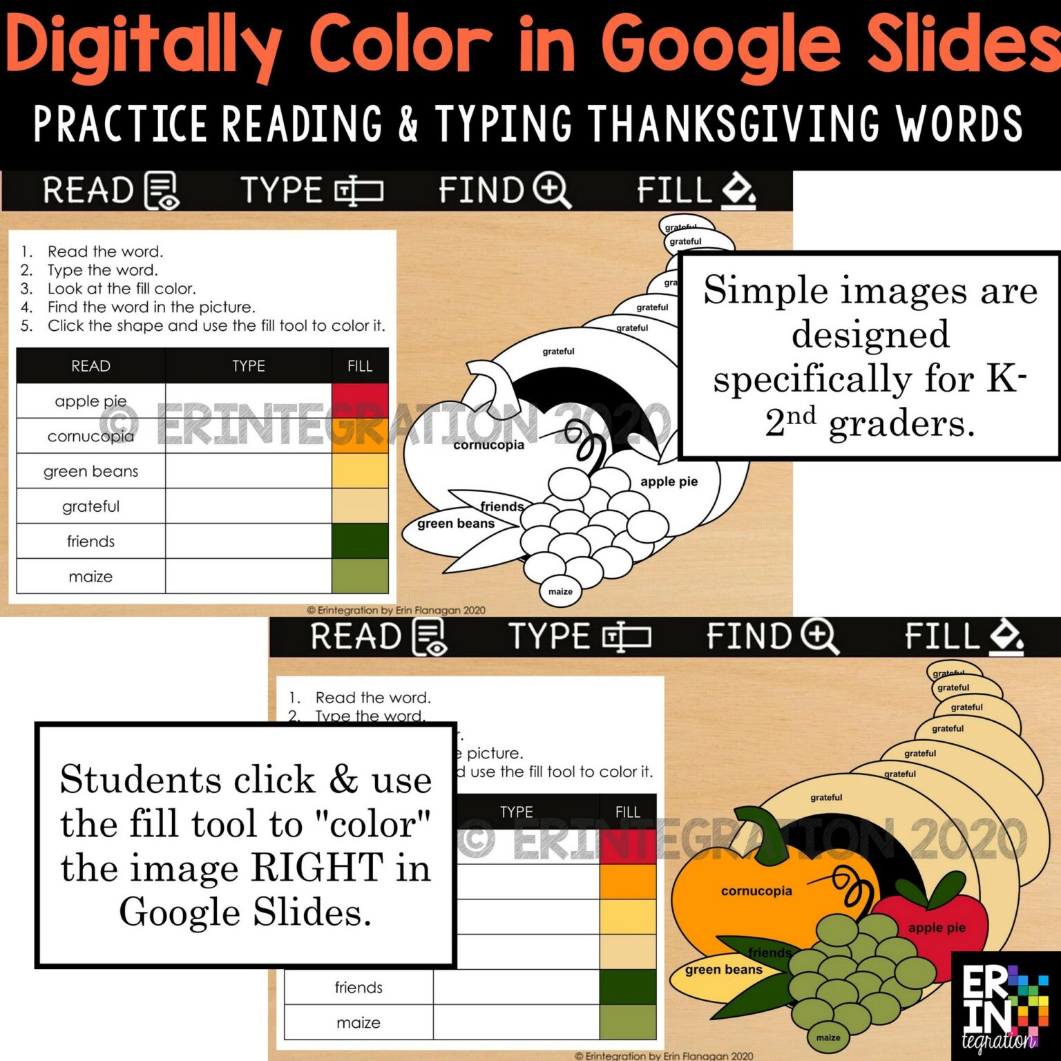 Digital Color by Sight Word | Thanksgiving Words | Editable | Google ...