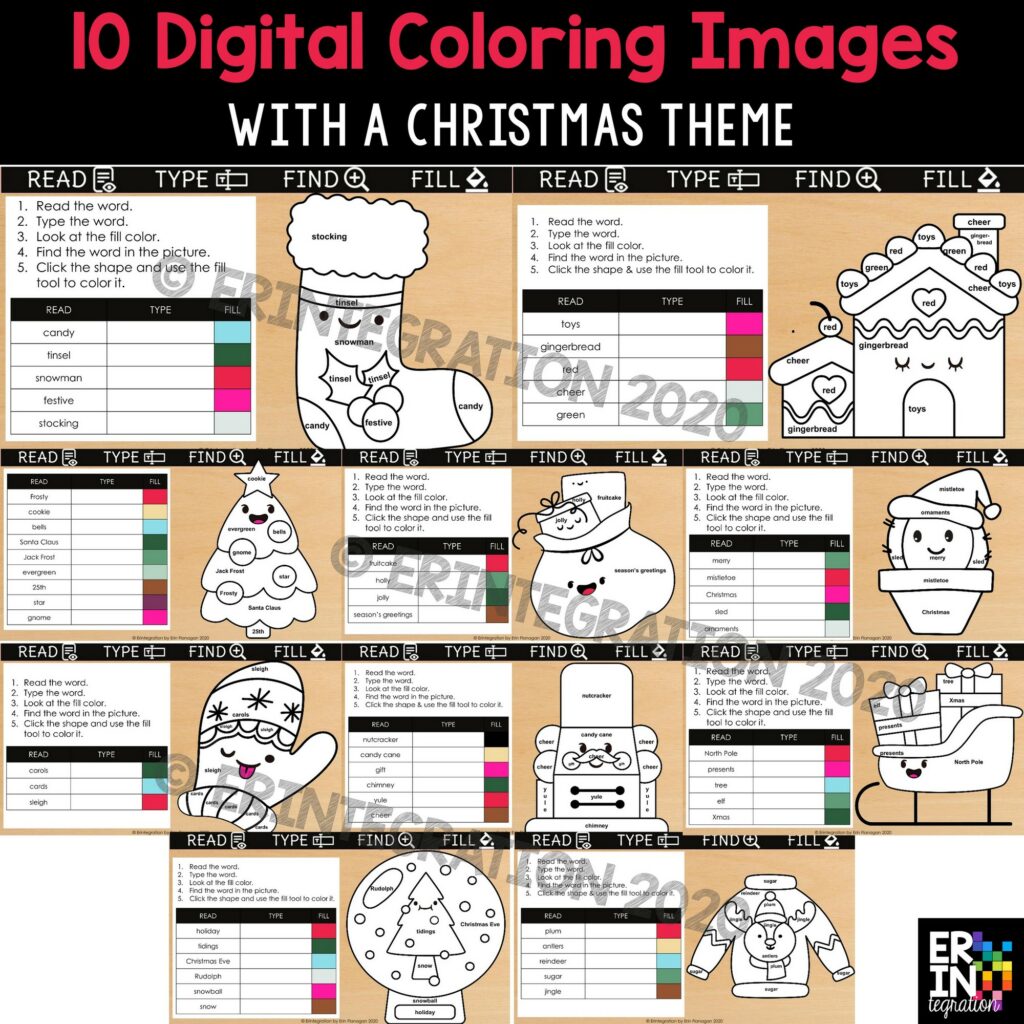 Digital Color by Sight Word | Christmas Words | Editable | Google ...