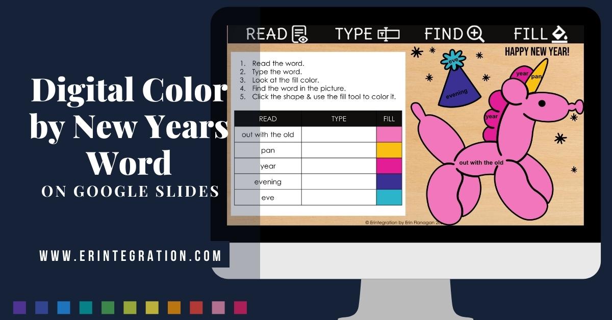 Digital Color by Word | New Year's Eve Words | Editable | Google Slides ...