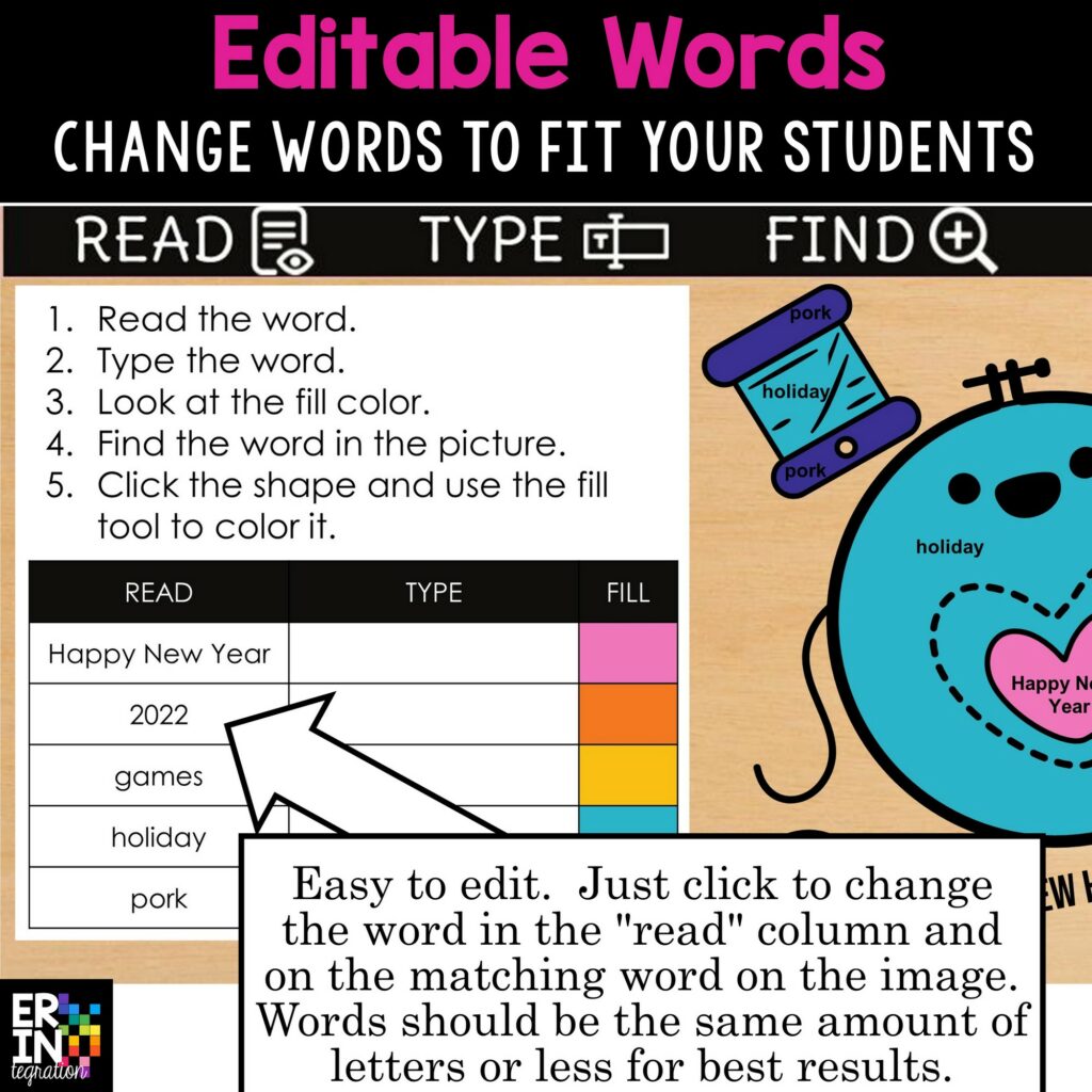 Digital Color by Word | New Year's Eve Words | Editable | Google Slides ...