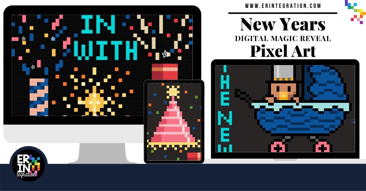 New Year's Digital Pixel Art Magic Reveal MULTIPLICATION - Erintegration