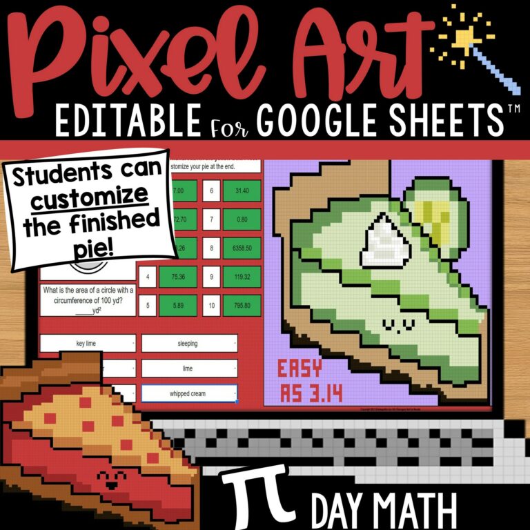 Pi Day Pixel Art on Google Sheets | Editable | Customize Images ...