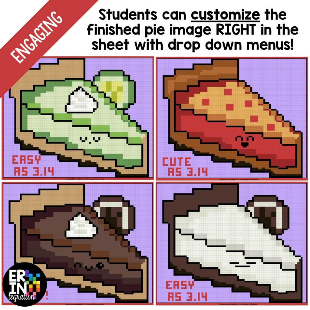 Pi Day Pixel Art on Google Sheets | Editable | Customize Images ...