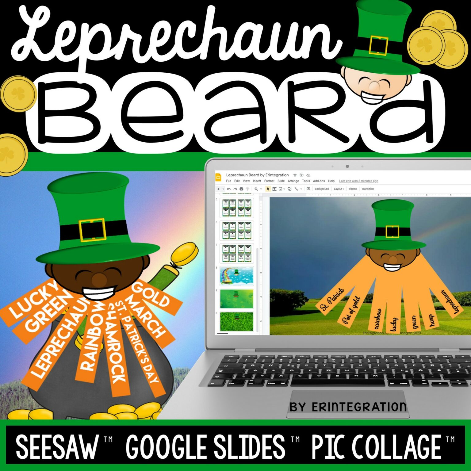 Digital St. Patrick's Day Leprechaun Word Study for Seesaw & Google ...