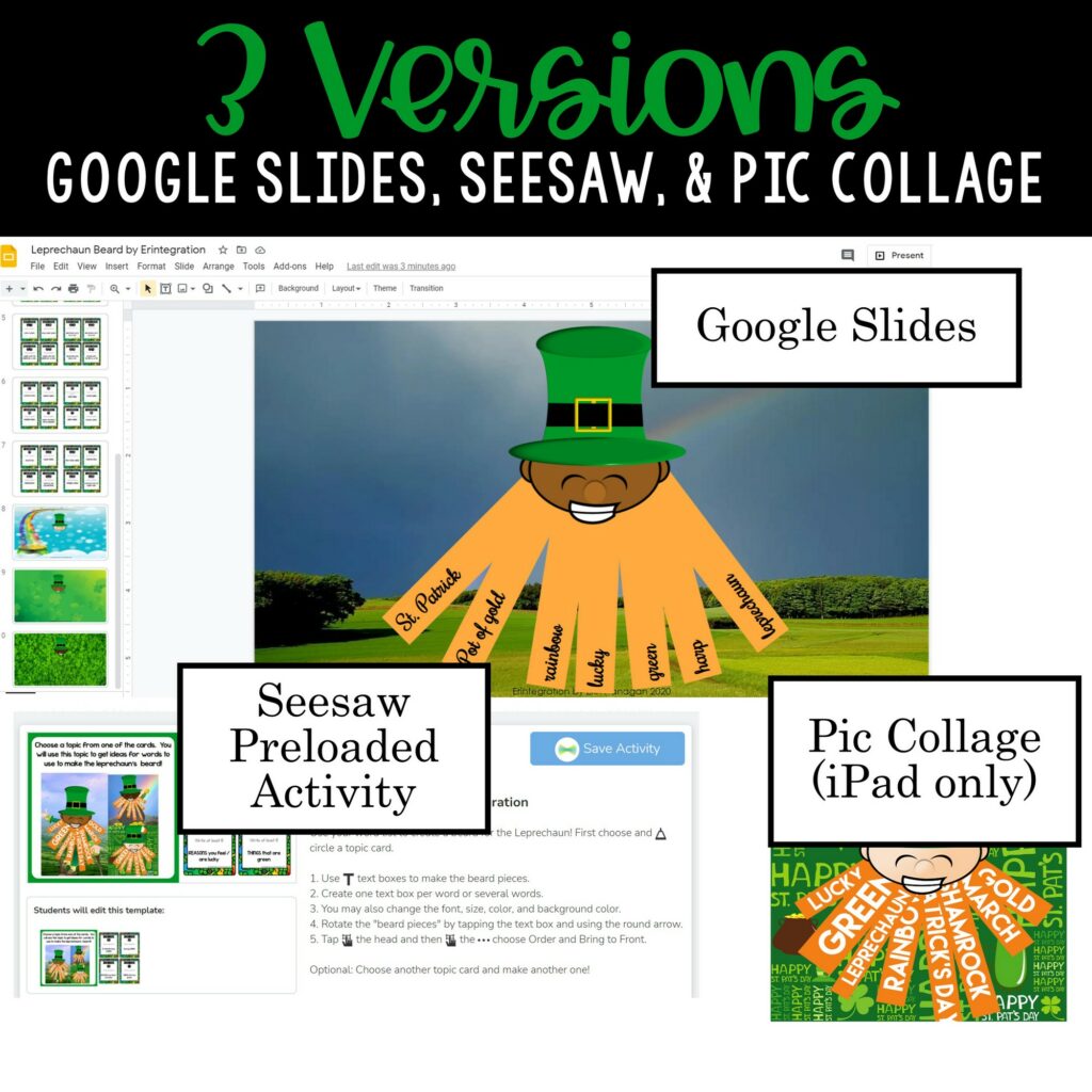 Digital St. Patrick's Day Leprechaun Word Study for Seesaw & Google ...