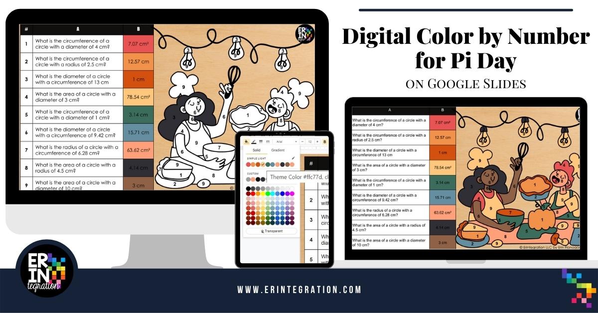 Pi Day Digital Color by Number on Google Slides | Editable - Erintegration