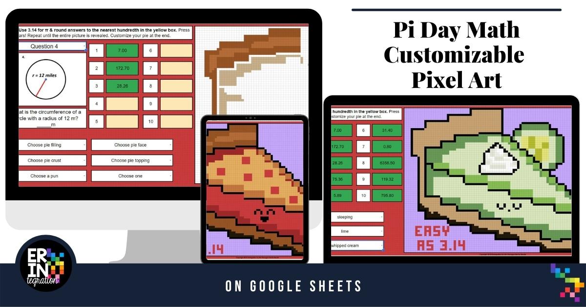 Pi Day Pixel Art on Google Sheets | Editable | Customize Images ...