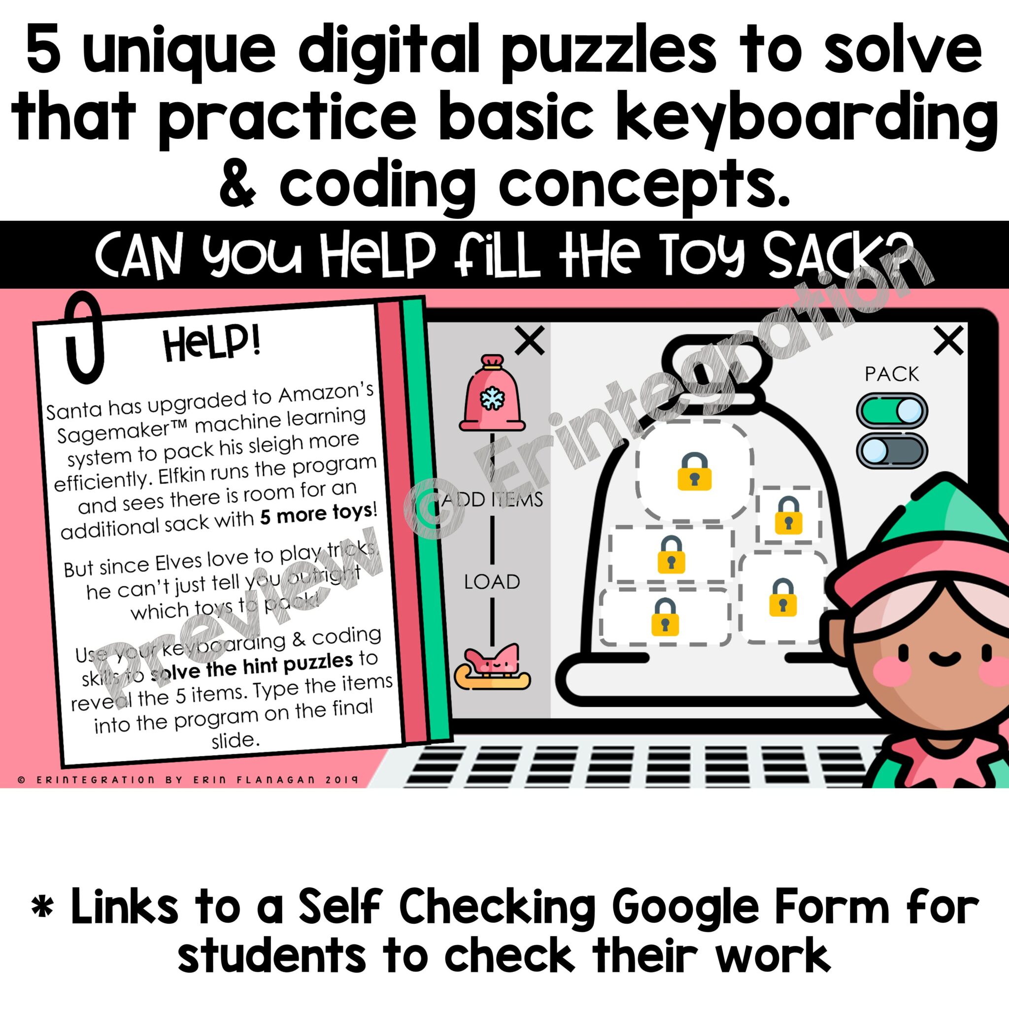 Christmas Digital Escape Room Keyboarding & Coding Google Slides ...