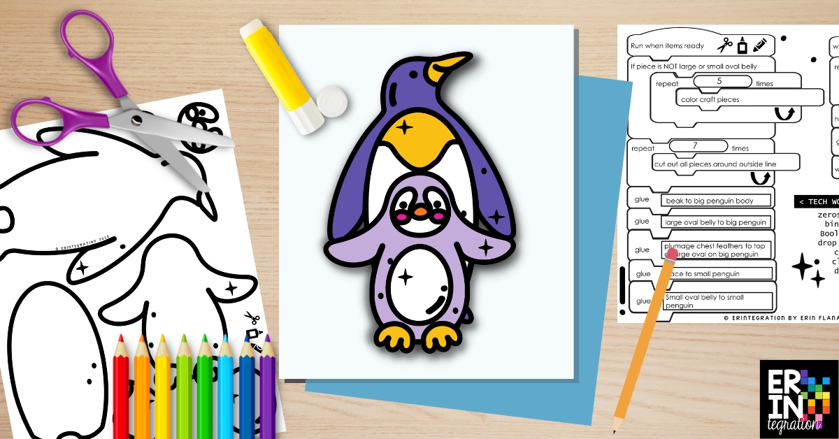 Penguin Craft & Coding Activity: One Page Craft, Poem, & Writing ...