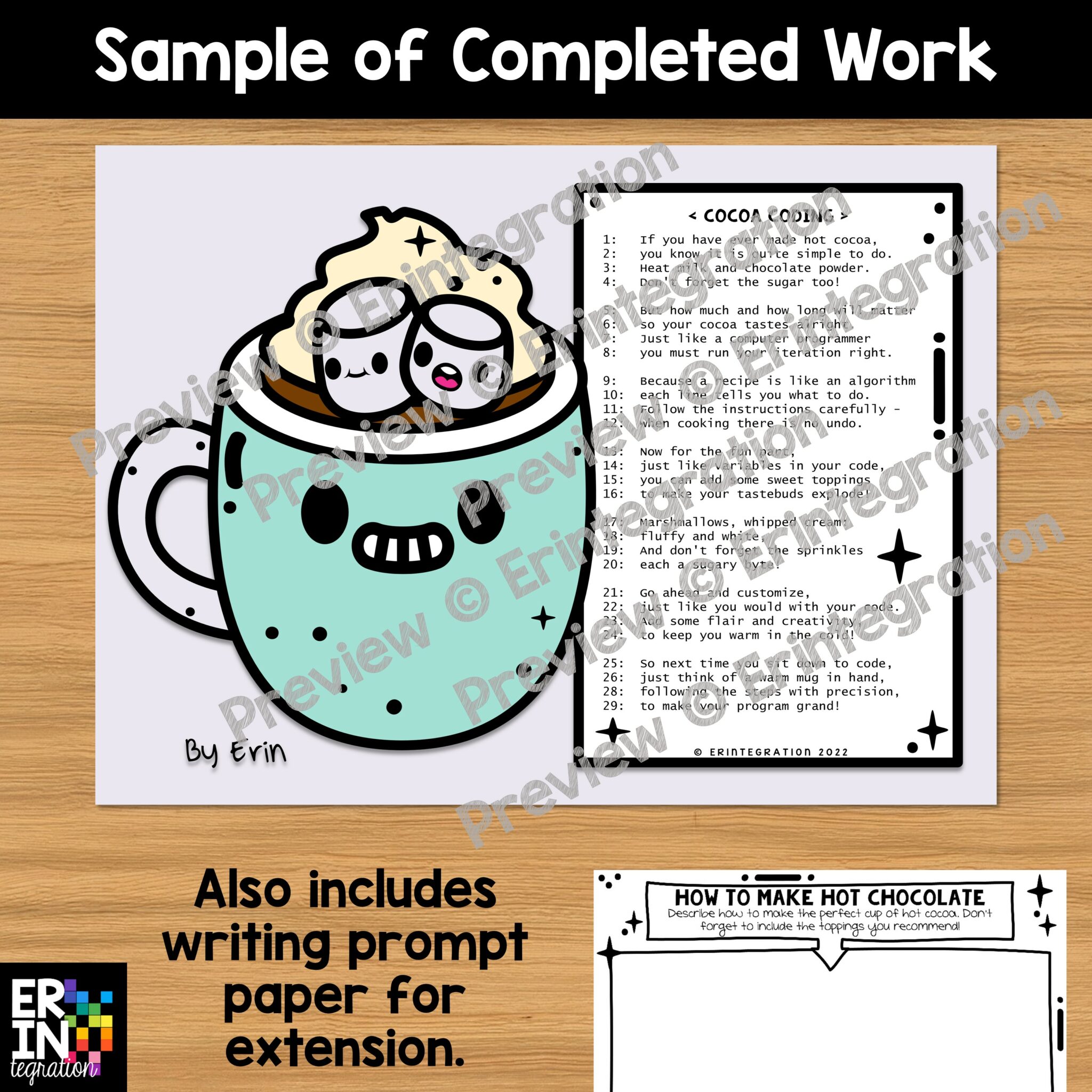 Hot Chocolate Craft & Coding Activity: One Page Craft, Poem, & Writing ...