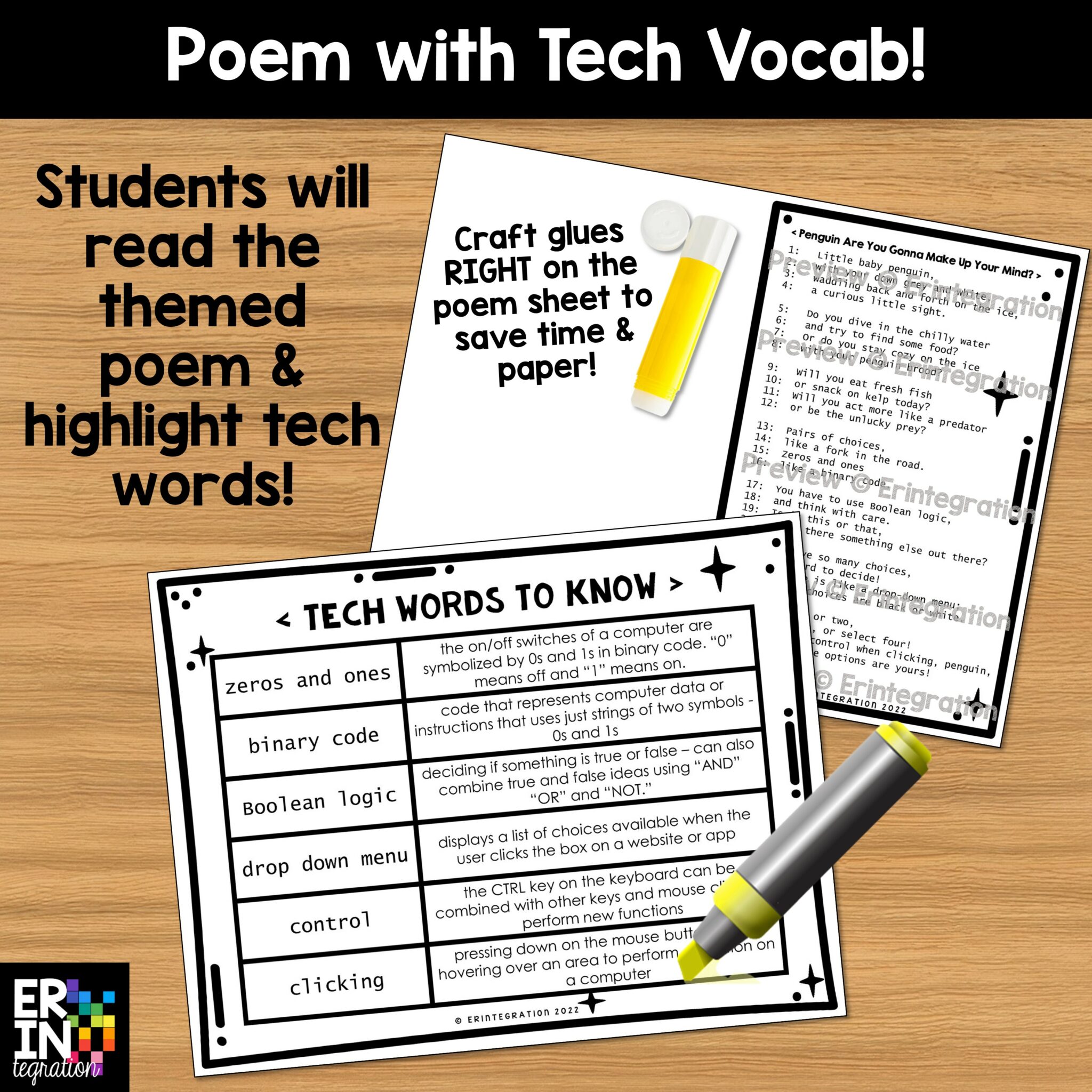 Penguin Craft & Coding Activity: One Page Craft, Poem, & Writing ...