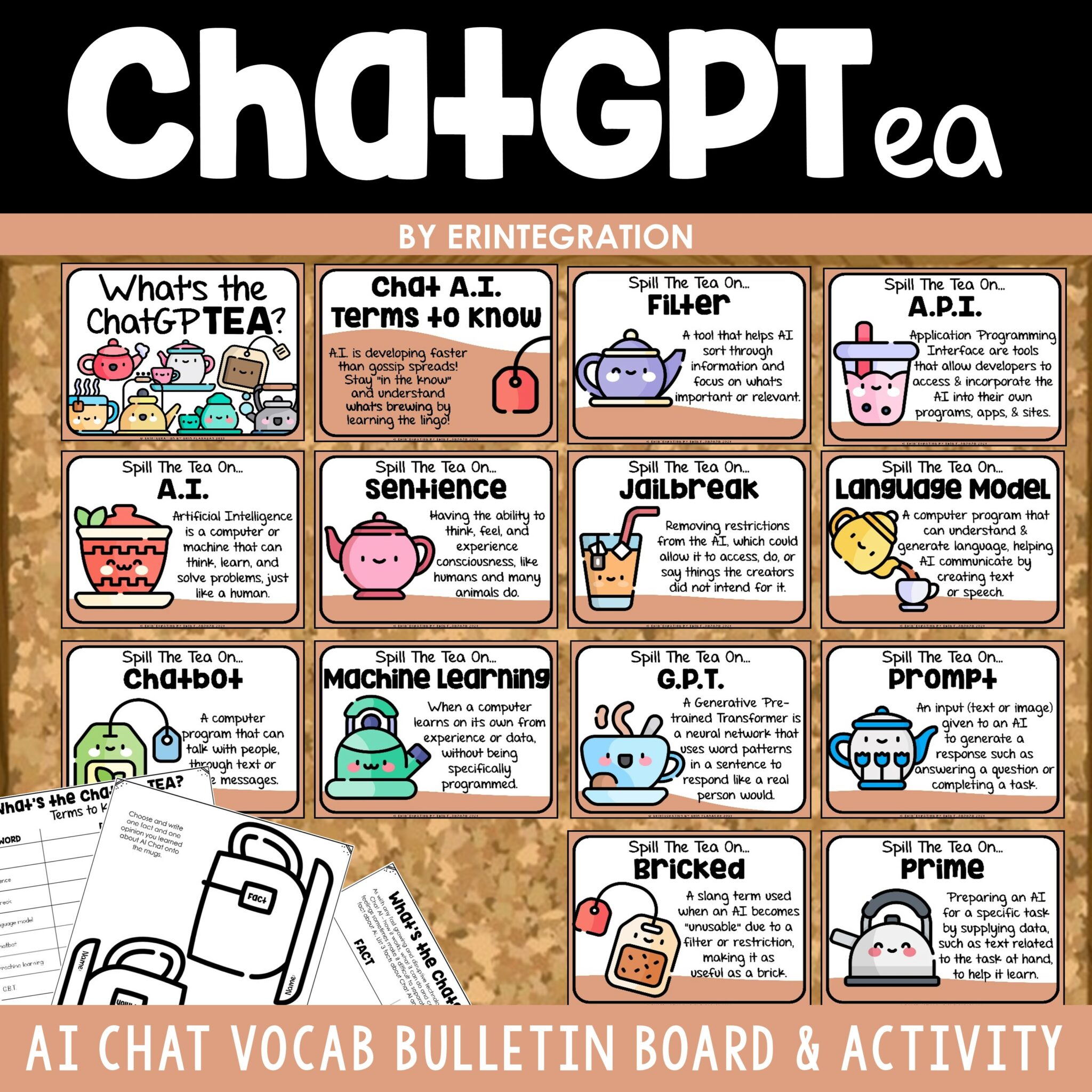ChatGPT AI Vocabulary Bulletin Board Posters and Student Activity ...