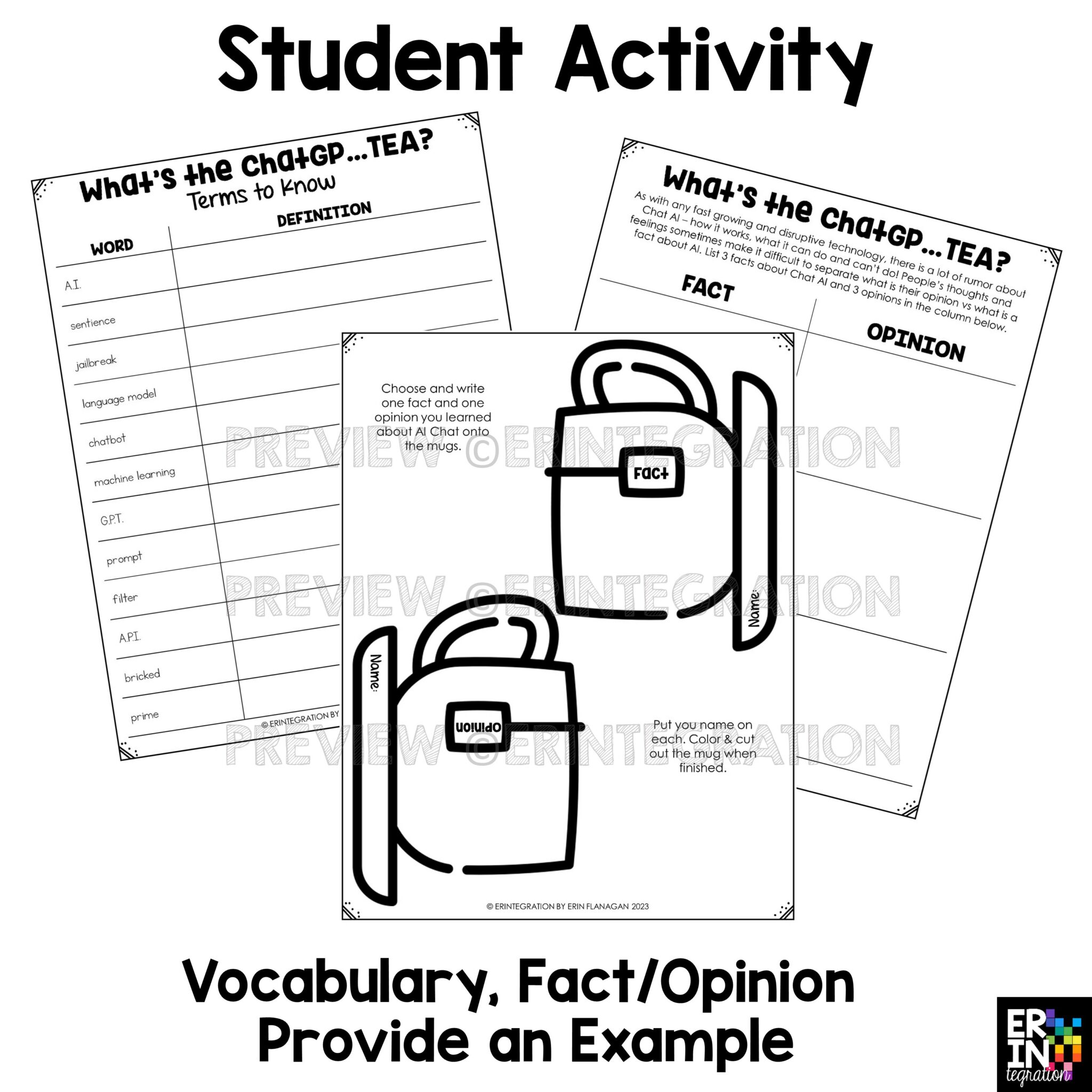 ChatGPT AI Vocabulary Bulletin Board Posters and Student Activity ...