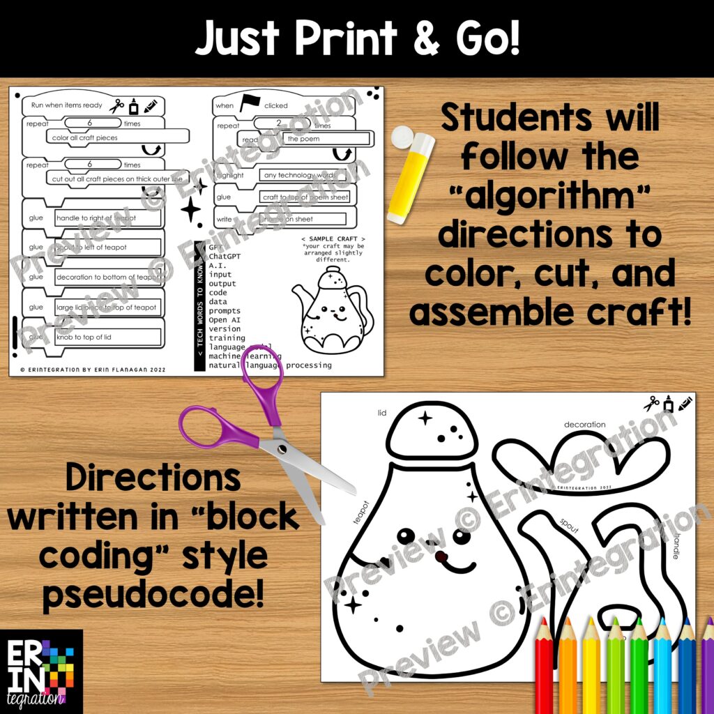 ChatGPT Craft & Coding Activity: One Page Craft & Poem & Writing Prompt ...