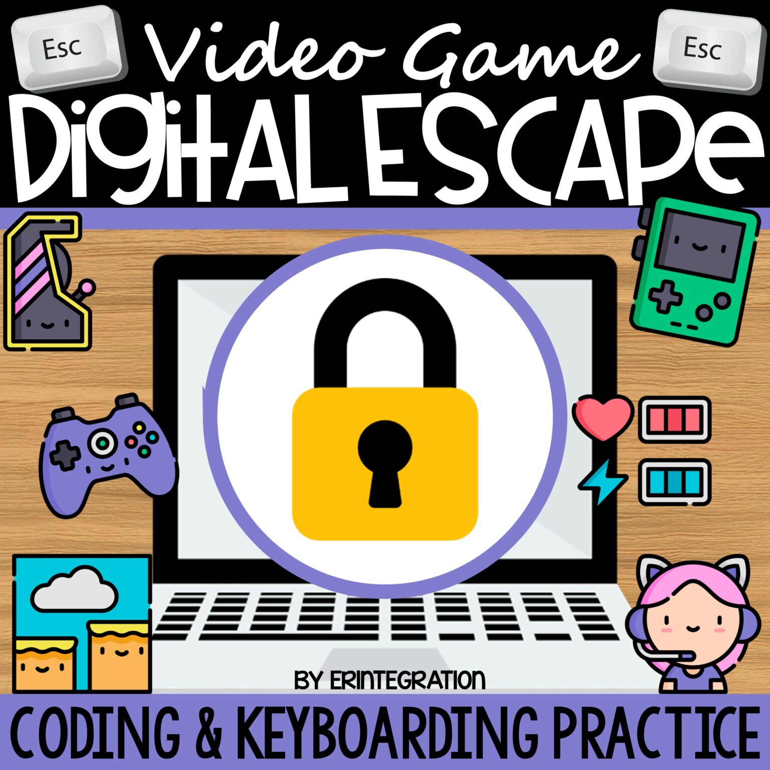 Video Game Escape Room Keyboarding & Coding Google Slides + Printable ...