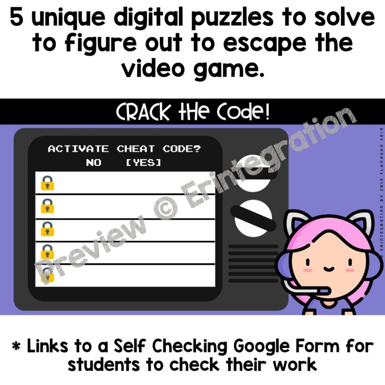 Video Game Escape Room Keyboarding & Coding Google Slides + Printable - Erintegration