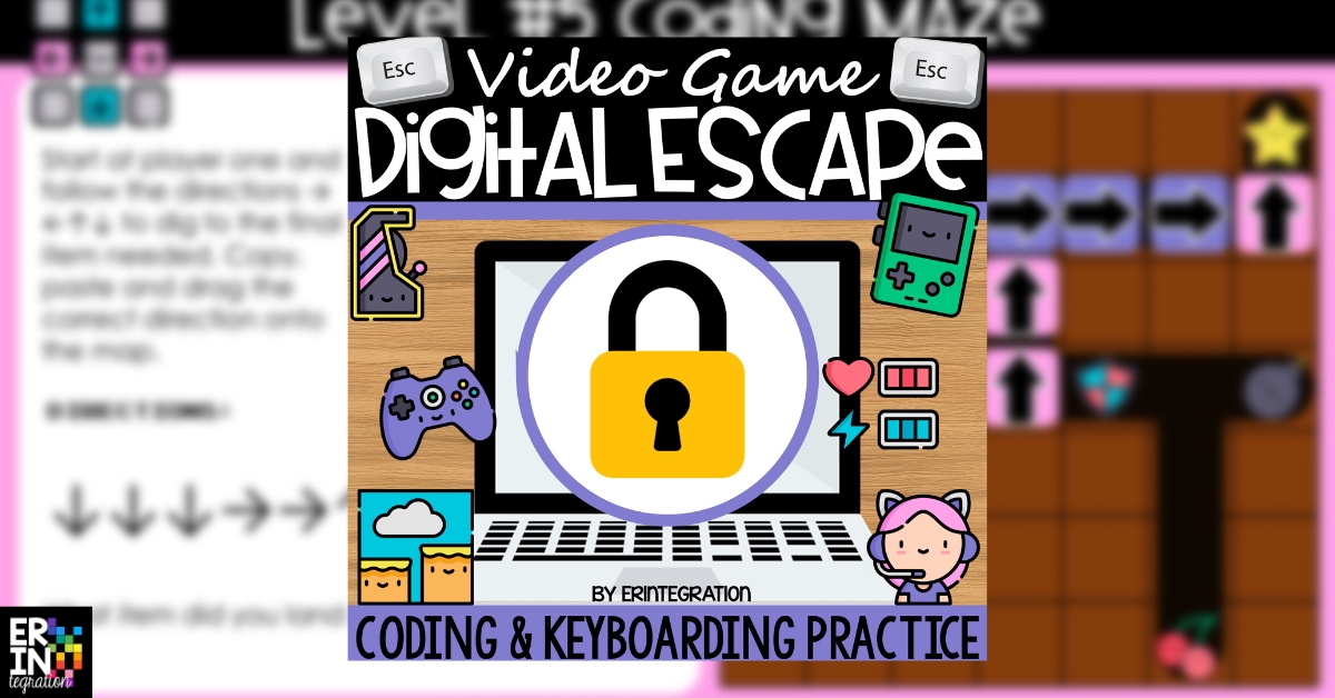 Video Game Escape Room Keyboarding & Coding Google Slides + Printable - Erintegration