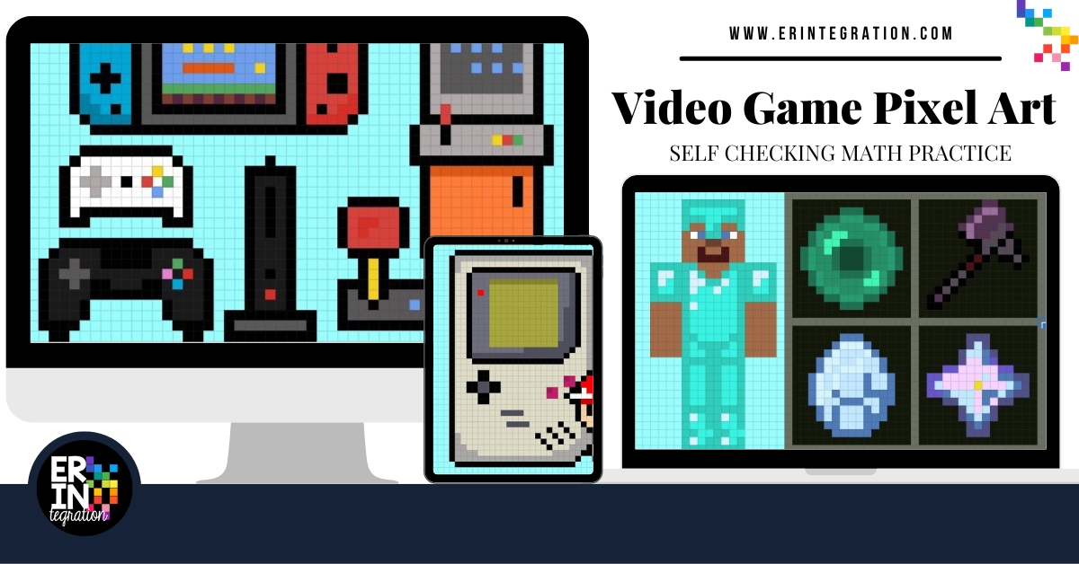 Video Games Pixel Art Magic Reveal | Multiplication & Division Practice ...