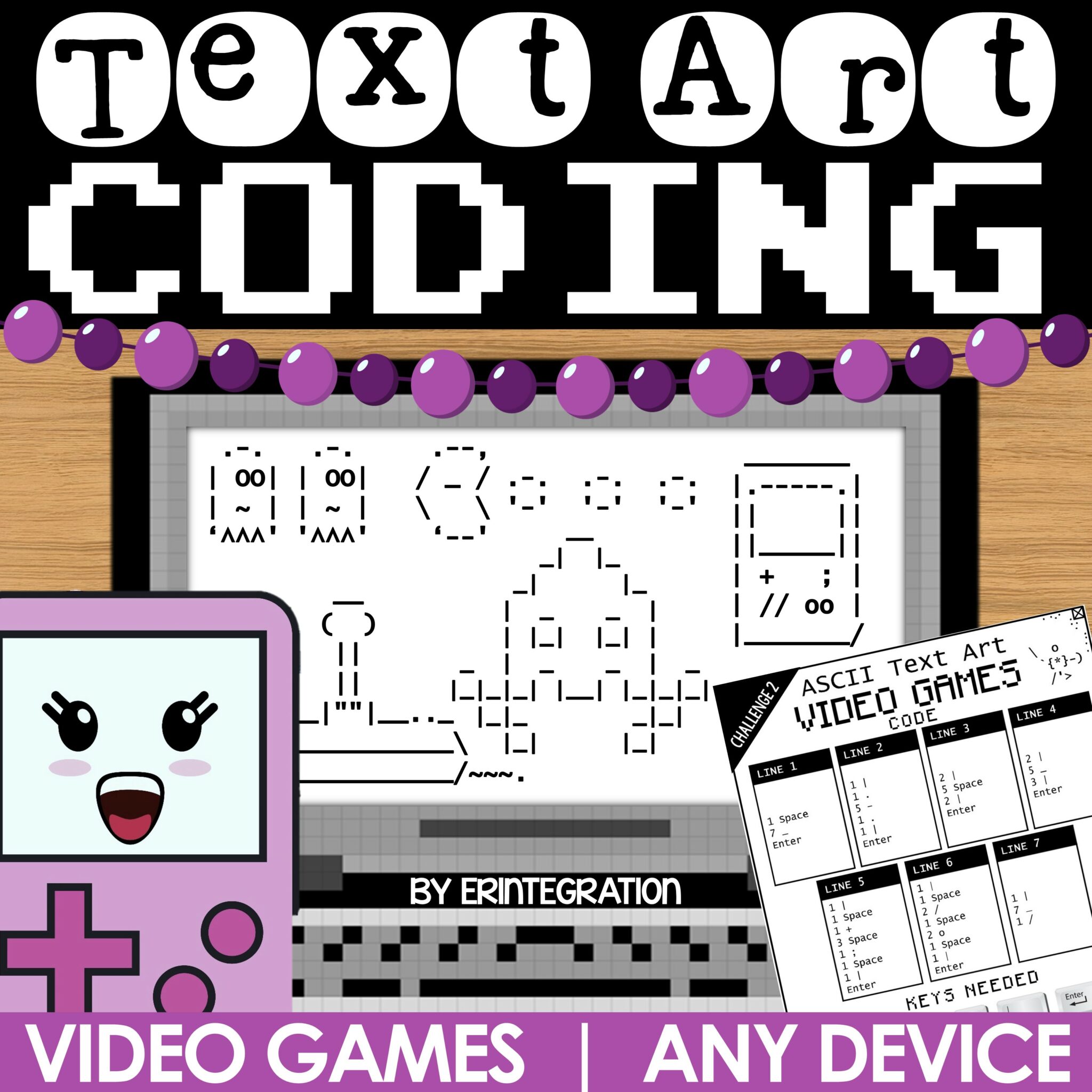 Coding Activities & Typing Practice ASCII Text Art Video Game Theme ...