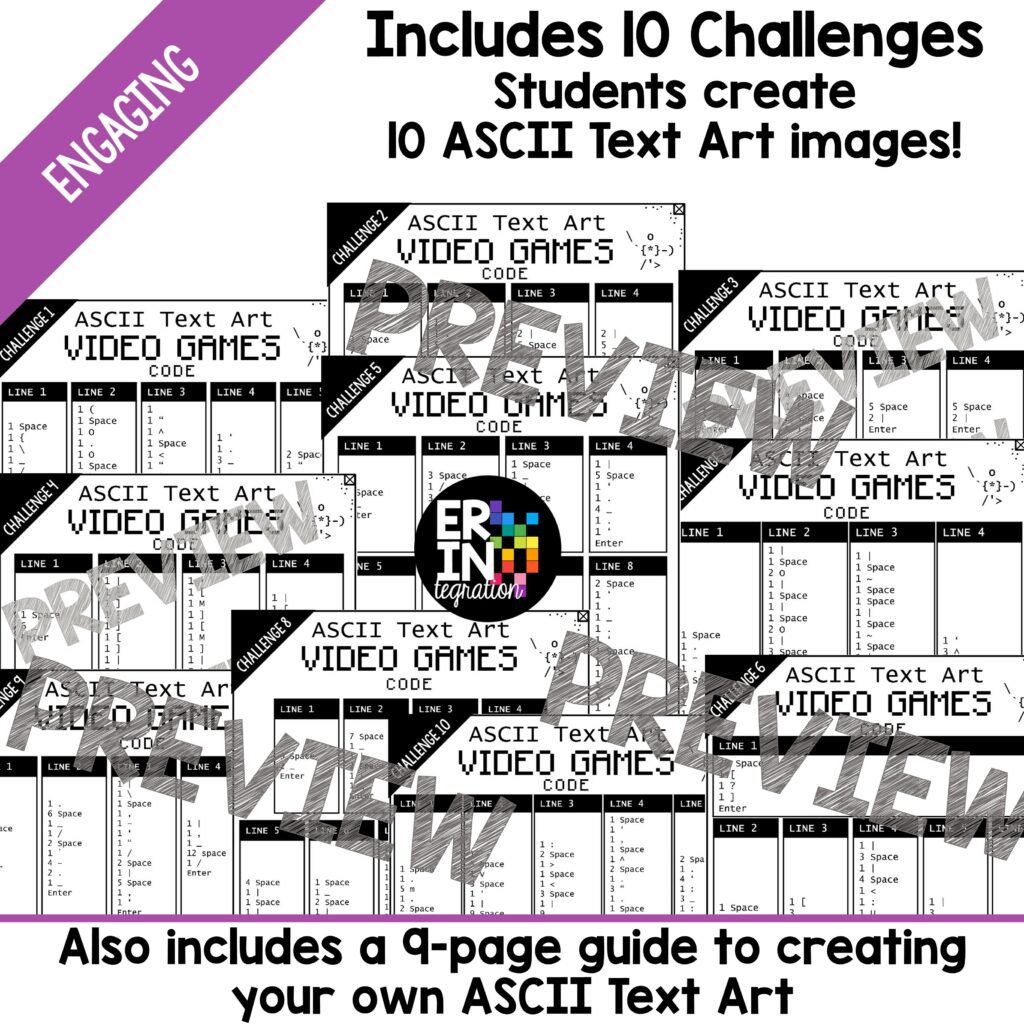 Coding Activities & Typing Practice ASCII Text Art Video Game Theme ...