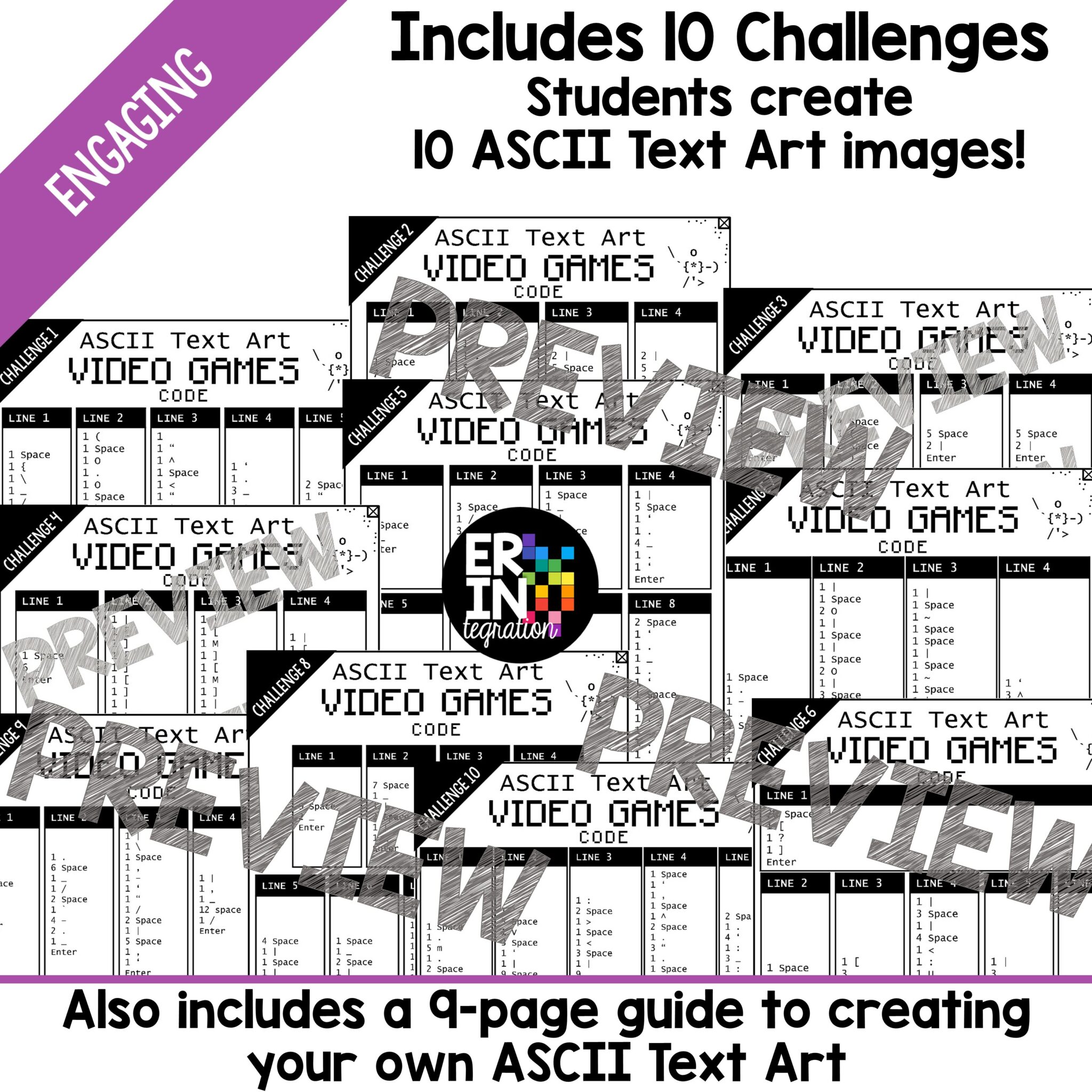 Coding Activities & Typing Practice ASCII Text Art Video Game Theme ...