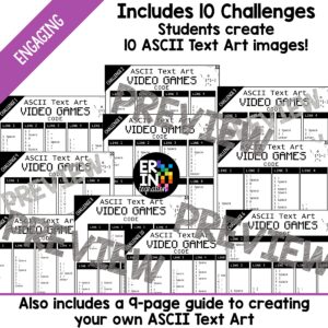 Coding Activities & Typing Practice ASCII Text Art Video Game Theme ...