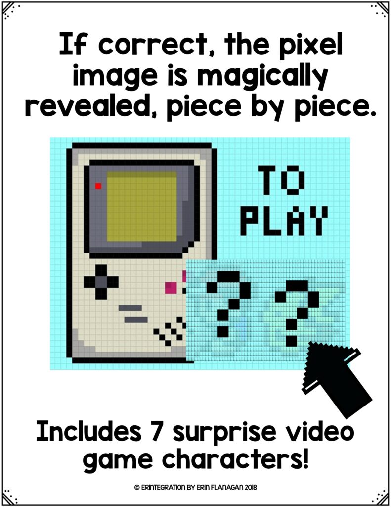 Video Games Pixel Art Magic Reveal | Multiplication & Division Practice ...